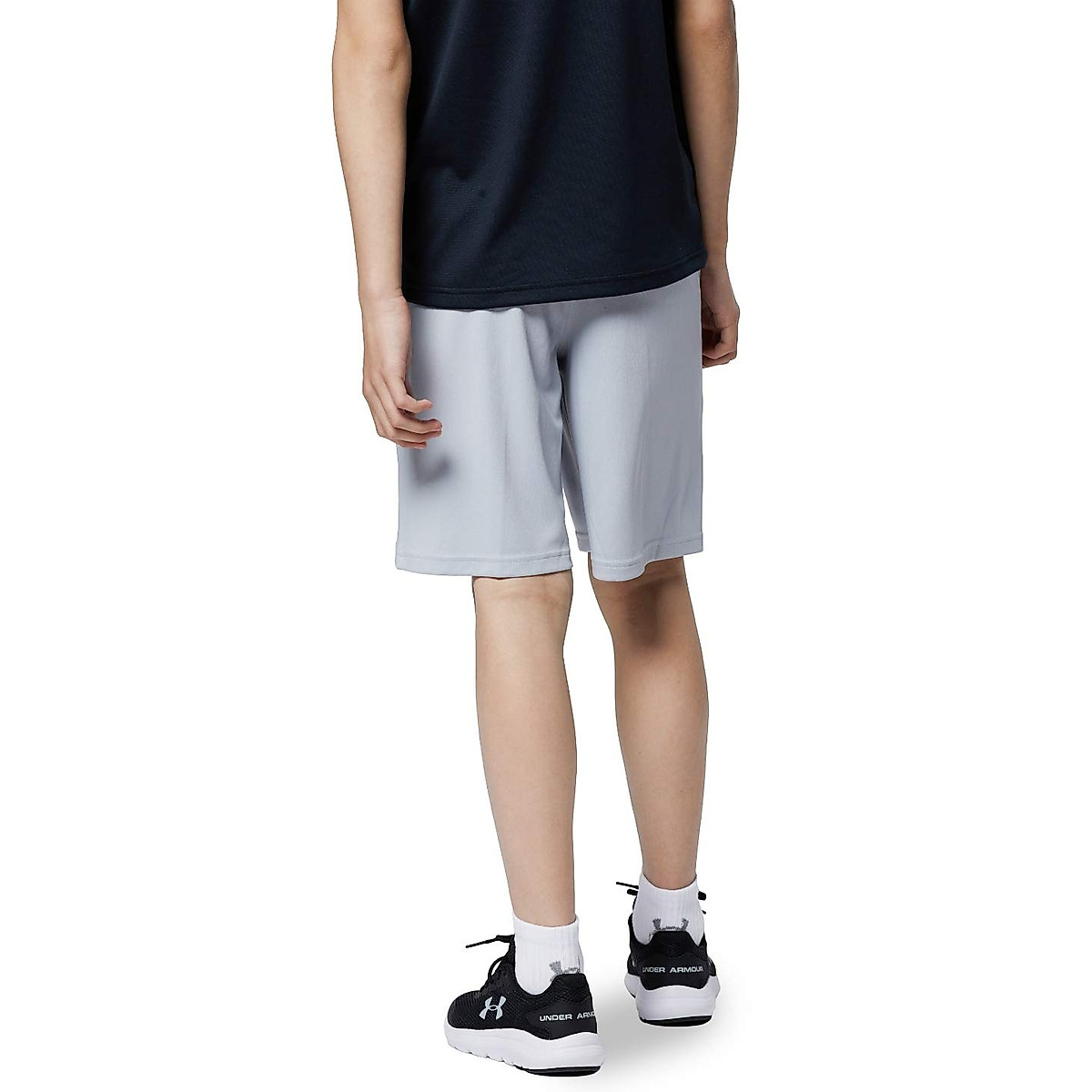 Under Armour boys Prototype 2.0 Logo Shorts , Mod Gray (011)/Black , Youth X-Small