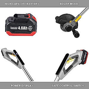 PATIOX Weed Wacker Cordless, Electric Grass Trimmer Rechargeable 3 in 1, Two 4.0 Ah Battery Powered Weed Wacker 20V Weed Trimmer with Blade and Charger (Two 4.0Ah Battery)