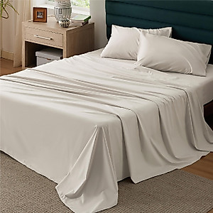 Bedsure Bundle of Linen Cotton Blend Duvet Cover Set and 100% Cotton Sheet Set, Queen Size