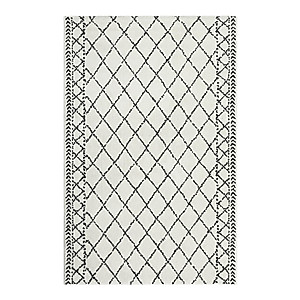 FairOnly Modern Area Rug 4x6 Shag Plush Rug Lattice Fluffy Rug Geometric Rugs for Living Room Bedroom Moroccan Carpet Low-Pile Indoor Soft Non-Slip Accent Rug Farmhouse Office Home Decor