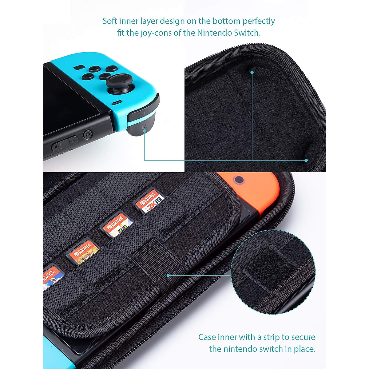 LUNGEAR Carrying Case Compatible for Nintendo Switch with 10 Game Cartridge Holders, Protective Hard Shell Travel Carrying Case Pouch for Nintendo Switch Console & Accessories,Red