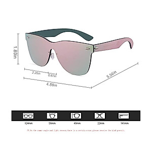 2020 VentiVenti Retro One Piece Square Rimless Frame Sunglasses Anti Reflective Fashion For Women Pink Revo Lens