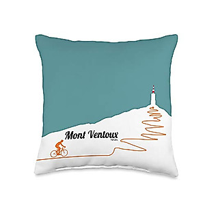 AnotherCyclist Mont Ventoux French Cycling Climb-Mountain-Famous-Icon Throw Pillow, 16x16, Multicolor