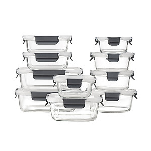 GC GENICOOK [10-Pack] Glass Meal Prep Containers with Lids, Food Storage Containers with Snap Locking Lids, Airtight Lunch Containers, Microwave, Oven, Freezer and Dishwasher