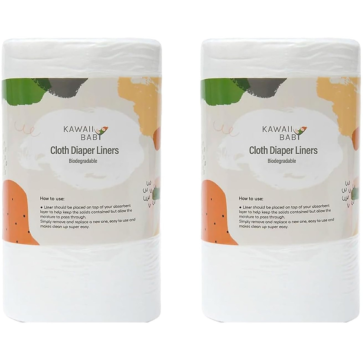 Kawaii Baby Cloth Diaper Liners, Soft Unscented Disposable Baby Cloth Diaper Liner Easy Diaper Change, SGS Certified 11 x 7-100 Sheets/Roll