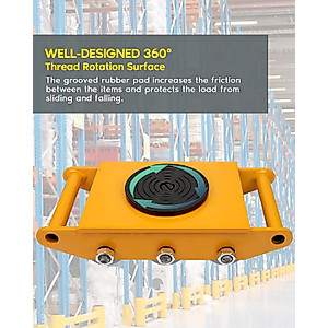 GCCSJ 8T Machinery Skate Dolly,17600lbs Machinery Moving Skate Machinery Mover Skate with 360° Rotation Cap and 6 Steel Rollers, Dolly Machinery Skate for Industrial Moving Equipment