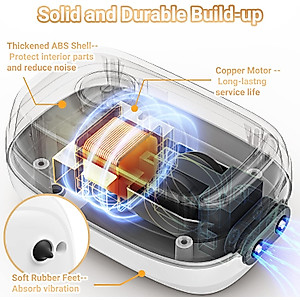 MoonOrange 3W Aquarium Air Pump, Adjustable Aquarium Aerator with 2-Outlet, Super-Powerful & Quiet Oxygen Pump for Fish Tanks up to 100 Gallon with Full Accessories.(Upgrade Noise-Reduce)