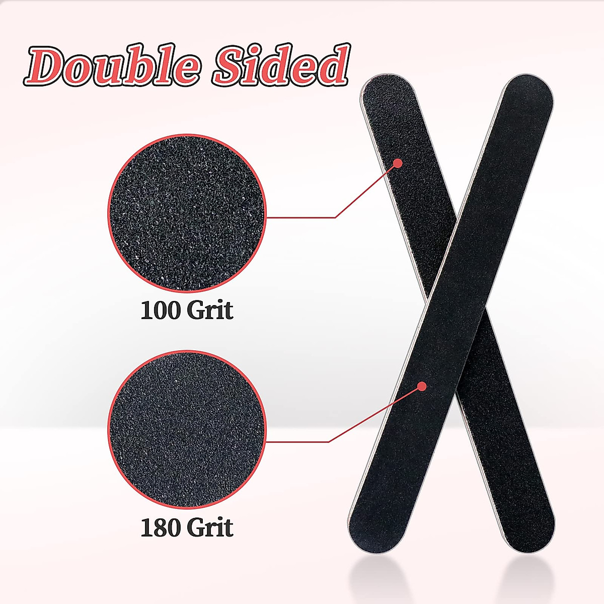 Sularpek Nail File, 12 PCS Emery Board, 100/180 Grit Double Sides Fingernail Files, Professional Emery Boards for Natural, Gel & Acrylic Nails（Black）