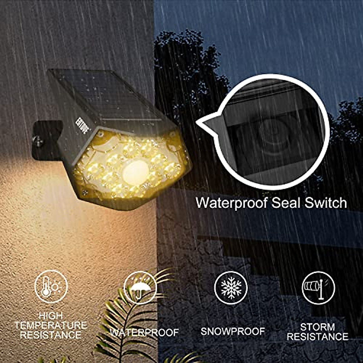 ENTOVE Solar Motion Lights Outdoor, Solar Motion Sensor Security Lights IP 67 Waterproof Solar Powered Lights 120°Adjustable Security Wall Light for Garden Patio Yard (2Pack)