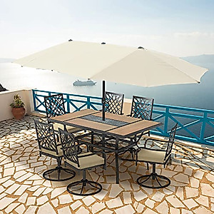 NSdirect Outdoor Swivel Chairs Set of 2, Patio Dninning Chairs with Cushion, Black Metal Bistro Arm, Rocking Chairs for Garden Backyard Lawn, Black and Khaki