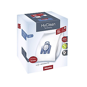 Miele GN HyClean Allergy XL 3D Vacuum Cleaner Dust Bags and SF-HA 50 HEPA AirClean Filter for Complete C2/C3, Classic C1, S400/S600/S800, S2/S5/S8 Vaccuum Cleaners, Pack of 8