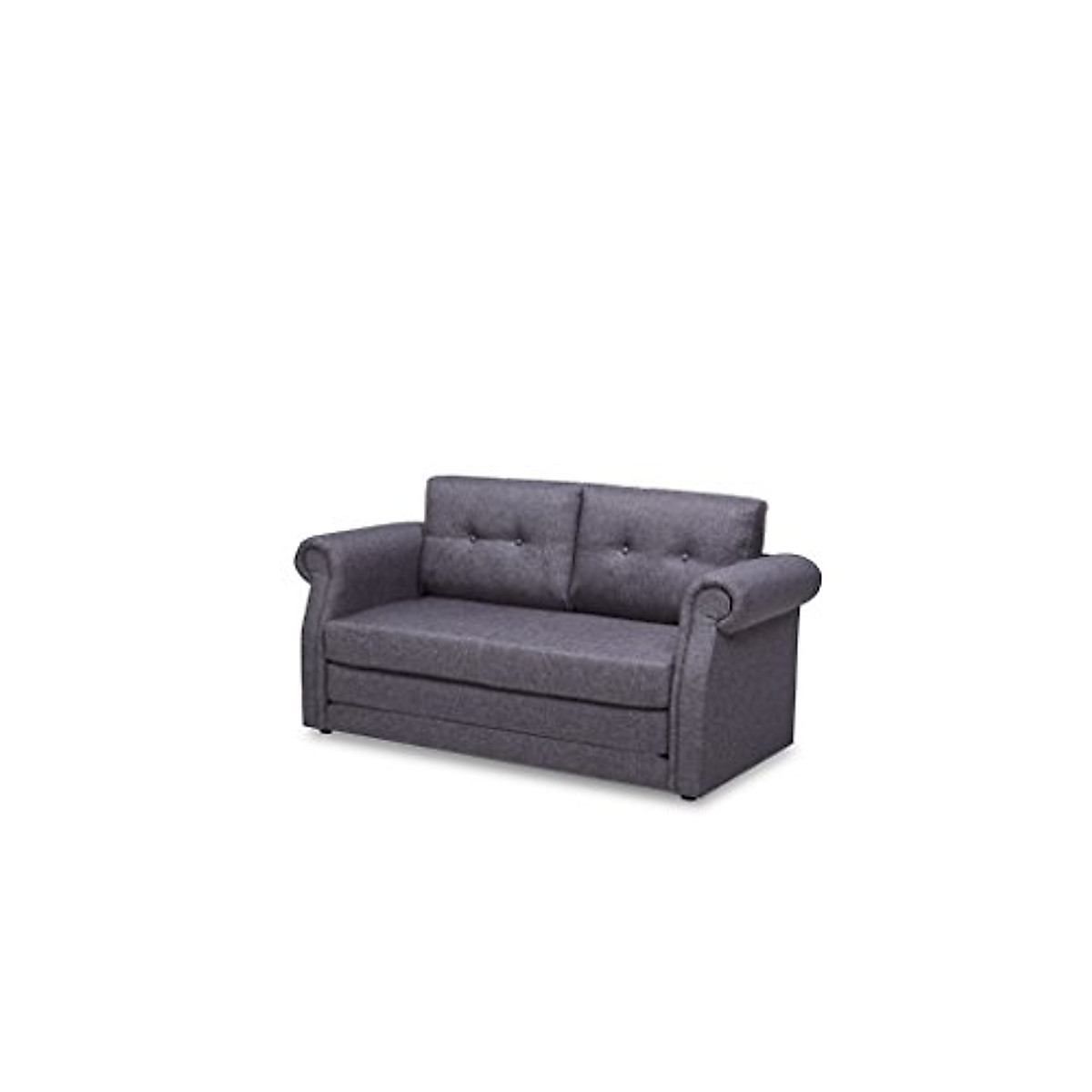 Container Direct Elvin Contemporary Linen Fabric Scroll Armrest Sofa Bed, Dark Grey