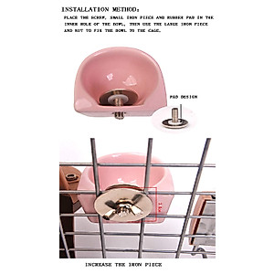 Small Animals Bowl, Detachable Cage Feeder Pet Ceramic Water & Food Feeder, Small Animal Supplies for Rabbit Parrot Squirrels Chinchilla Hamster Ferret (White, M)