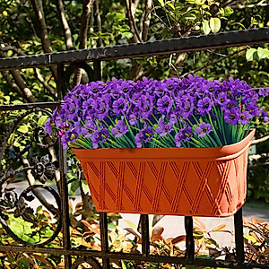 SOFYOURS 16 Bundles Artificial Flowers Purple Outdoor UV Resistant Plant No Fade Fake Flowers for Garden Porch Window Box