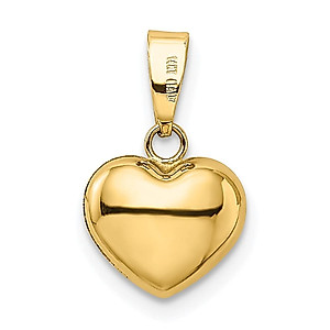 Auriga Fine Jewelry 14K Yellow Gold Puffed Heart Pendant for Women (L- 0.6 Inch, W- 0.4 Inch)