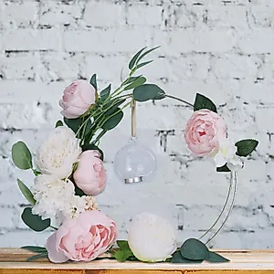 Sntieecr 2 Pack Metal Floral Hoop Centerpiece for Table, Gold Hoop Centerpiece with Stand, Floral Ring Wreath for Making Wedding Crafts, Party, Home Table Decoration