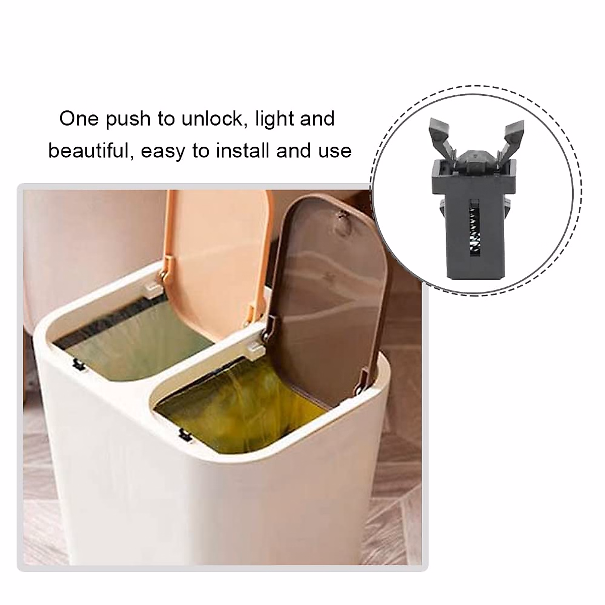 2 Pcs Bin Lid Clasps Compatible with Brabantia Waste Bins 3 Litre - 50 Litre, Car Accessories Sunglasses Holder Replacement Catch, Trash Can Lid Lock Bin Lid Catch for Kitchen Bin Plastic Parts Bins