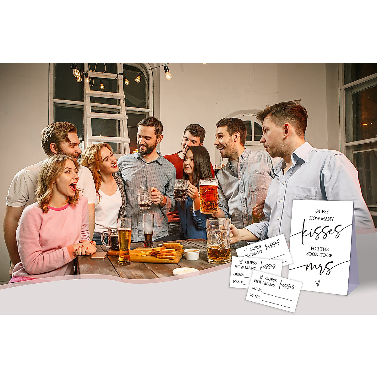 Guess How Many Kisses Bridal Shower Game,Minimalist Bridal Shower Game,Wedding Shower Games,Bachelorette Party Night,Bridal Shower Games Ideas,1 Sign & 50 Cards Set-A43