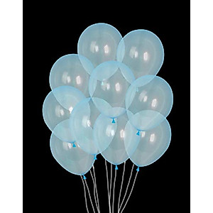 AnnoDeel 100pcs Crystal Pastel Clear Balloon, 12 inch Thick Transparent Party Latex Balloon for Wedding Birthday Baby Shower Party Decoration (Blue)