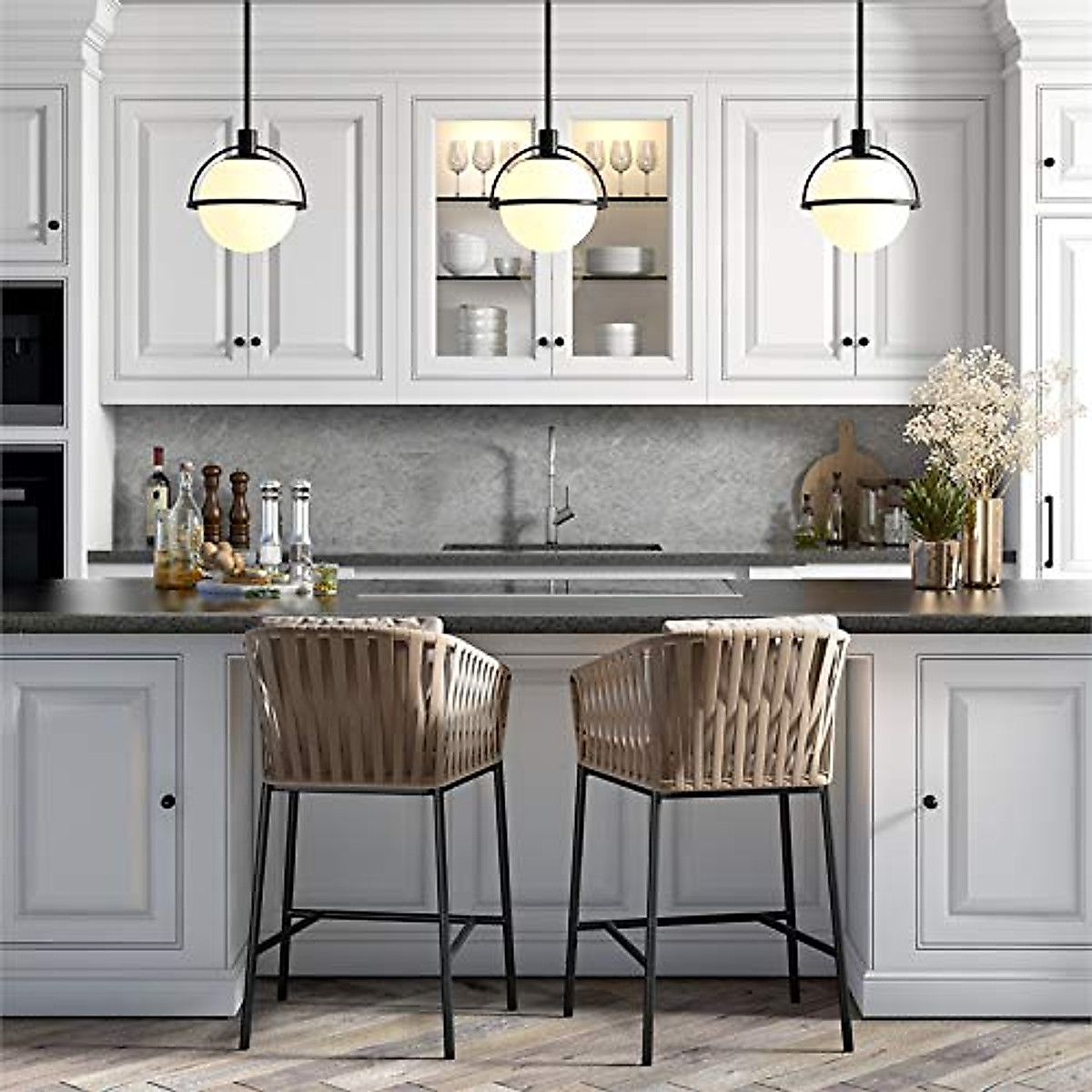 Cieonna Globe & Stem Floor Lamp with Glass Shade in Brass/White