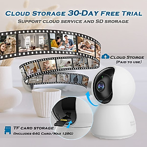 4MP Indoor Camera, 2K Security Camera for Baby Monitor, 360° PTZ Wireless Cameras for Home Security, 5G & 2.4G WiFi Pet Camera with Phone App, Night Vision Motion Detection Siren Works with Alexa