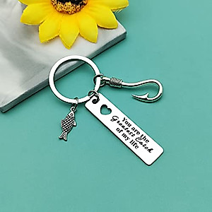 Father's Day Gift Fishing Keychain Gift for Dad Husband Boyfriend Grandpa Fisherman Anniversary Valentines Gifts Christmas Birthday Gifts for Men