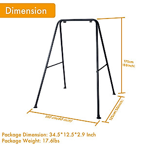 Hi-Na Metal Frame Full Steel Swing Stand, Hold up to 440 lbs, Outdoor or Indoor Hanging Swing Stand only, Swings not Included Black