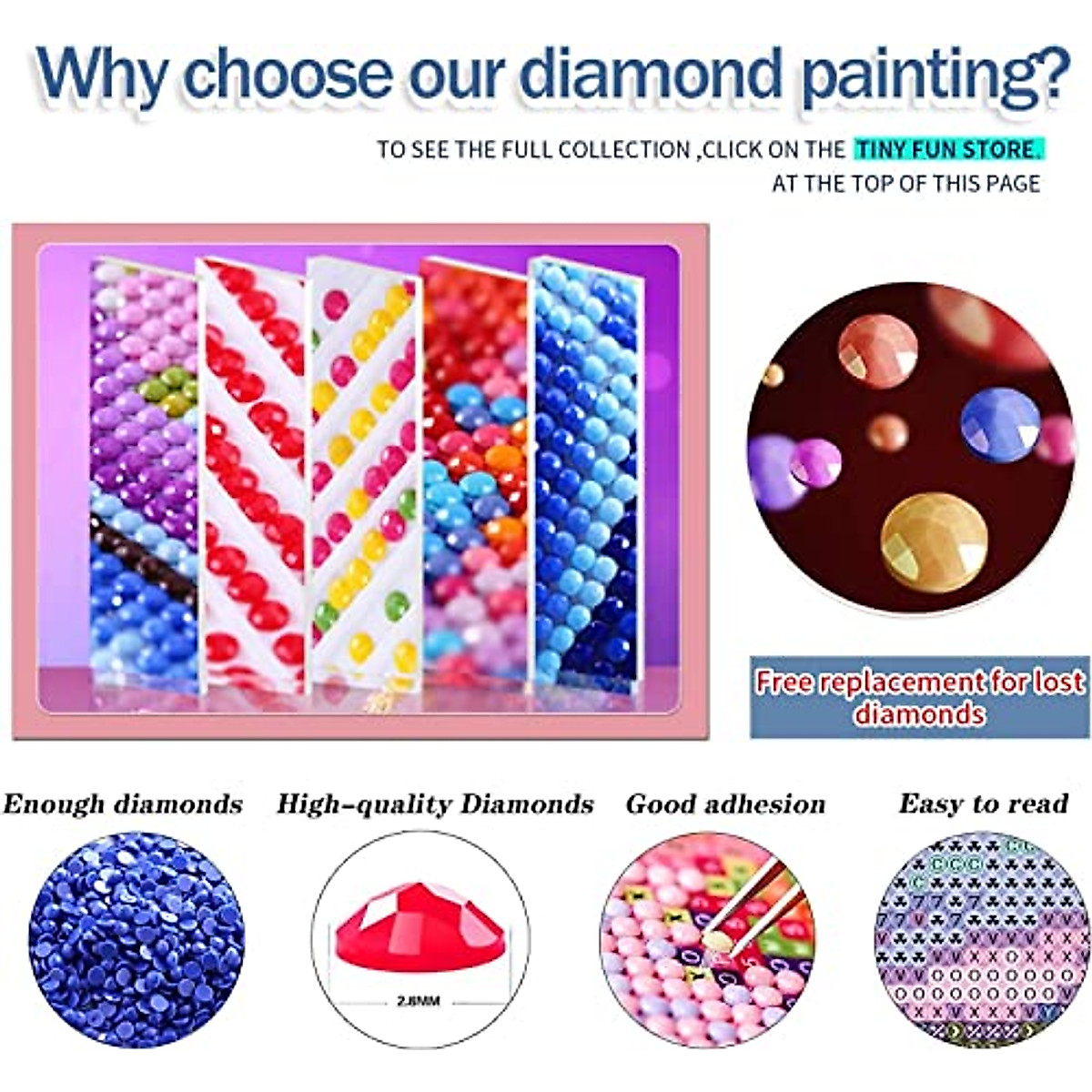 TINY FUN Diamond Painting Kits for Adults&Kids DIY 5D Diamond Art Paint with Round Diamonds Full Drill Cow Gem Art Painting Kit for Home Wall Decor Gifts(12x16inch/30×40cm)