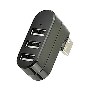 OUQYLG USB 3 Port Splitter, Mini USB Hub, USB 3 Port Compact Portable Rotatable HUB, USB Hub Dock [90°/180° Degree Rotatable] for Flash Drive Mobile HDD PC Laptop Notebook and More - Black