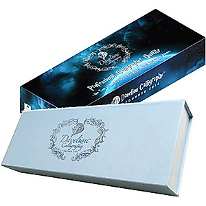 DAVELIOU 19-Piece Wizard Calligraphy Set for Beginners and Professionals, Creates Clean and Smooth Lines, Calligraphy Kit Includes Pens, Inks, Nibs, and Case (Blue & Silver)