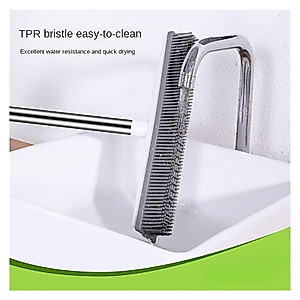 TUDEXX Pet Hair Removal Rubber Broom with Built in Squeegee, 2 in 1 Floor Brush for Carpet, Adjustable Handle, Includes One Microfiber Cloth for Floor Dusting