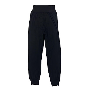 TAIKMD Kids Girls Harem Pants Dancewear Basic Classic Stretchy Loose Yoga Hip Hop Jazz Bootcut Latin Running Long Trousers (11-12, Black)