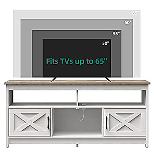 YITAHOME Farmhouse TV Stand for 65 Inch TV with Power Outlet