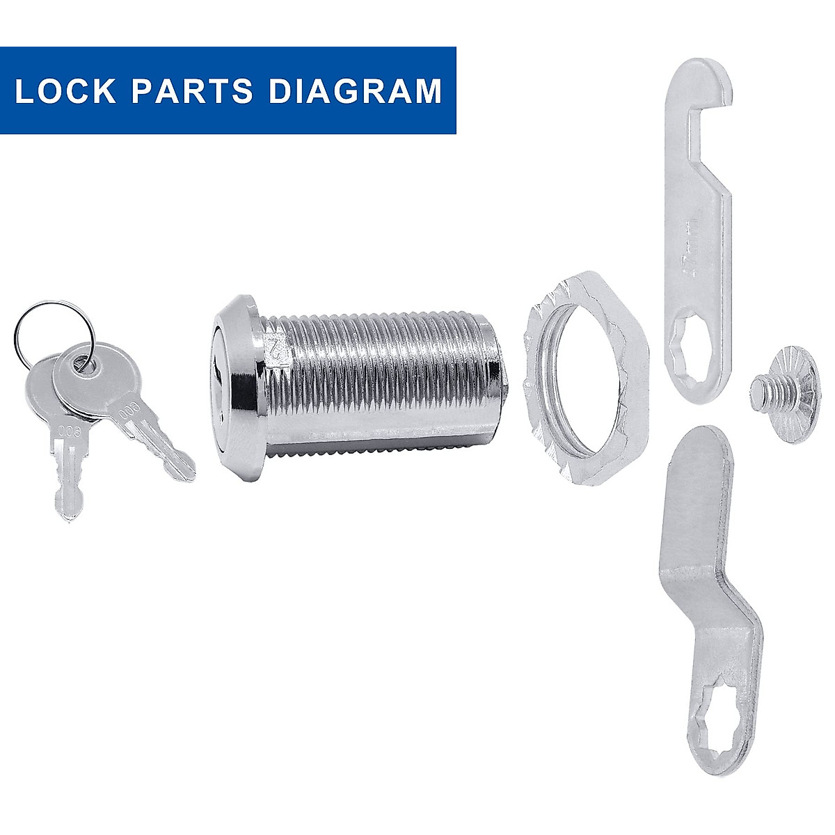 SWZHAI 3 Pcs Cabinet Cam Locks, 1-1/8" Mailbox Lock Cabinet Locks Keyed Alike Drawer Locks with Keys, Zinc Alloy Tool Box Locks Rv Compartment Locks for Secure Important Files and Drawers