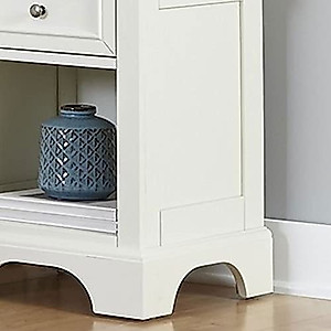 Home Styles Naples White Nightstand with Drawer, Mahogany Hardwood Solids and Engineered Woods, and Open Storage Space