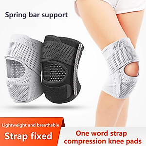 Grebest 1 Pc Knee Brace,Knee Pad Fixed Meniscus Relief Joint Pain Breathable Knee Brace with Side Stabilizers for Running, Basketball, Weightlifting, Gym, Workout, Sports White M M