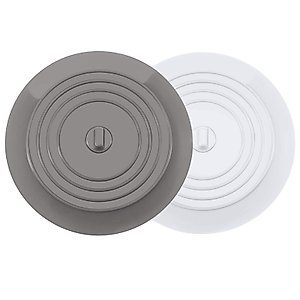 2 -Pack Tub Stopper, 6inch Silicone Flat Suction Cap Bathtub Plug, Suitable for Kitchens, Laundry Rooms, and Bathrooms(White + Gray)…