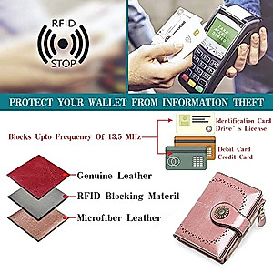 SENDEFN Small Womens Wallet Leather Bifold Card Holder RFID Blocking with Zipper Coin Pocket