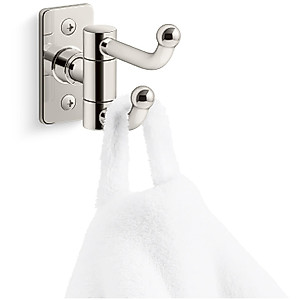 Kohler K35927-SN Castia by Studio McGee Double Hook Robe Hook Vibrant Polished Nickel