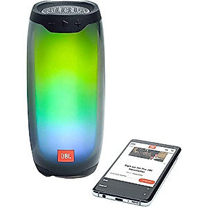 JBL Pulse 4 - Waterproof Portable Wireless Bluetooth Speaker with Light Show, Includes LED Flashlight Key Chain Bonus - Black