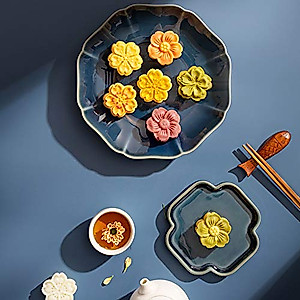 Ylskmu Moon Cake Mold Set 4pcs 50g Cookie Stamps, Cherry Blossom Floral Mid Autumn Festival DIY Hand Press Cookie Dessert Cutter Pastry Decoration Flower Impressions Tool Mooncake Maker (50g)