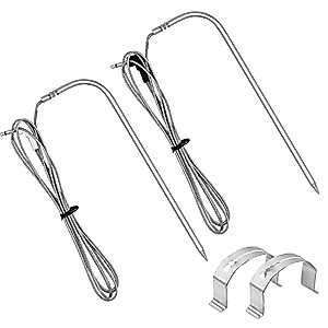 Replacement Meat Probe for Traeger Pellet Gril,Stainless Steel Thermometer Meat Probe with Stainless Steel Probe Clip Accessories Compatible with Traeger Grills,Set of 2