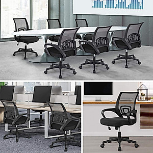 Yaheetech Office Chair Ergonomic Desk Chair Mid-Back Big Cheap Computer Chair Mesh Swivel Chair with Lumbar Support