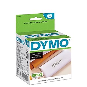 DYMO LW Mailing Address Labels for LabelWriter Label Printers, White, 1-1/8'' x 3-1/2'', 2 Rolls of 260