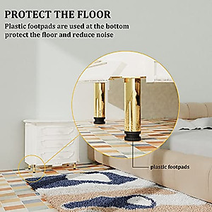 M MIMHOOY Furniture Legs 4 inches, Modern Metal Sofa Legs Furniture Support Feet Replacement Leg for Sofa Couch Chair Ottoman Cabinet Table Set of 4 (Gold)