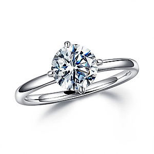 MOOSEA 1.5ct Moissanite Rings for Women, Round D Color VVS1 Clarity Lab Created Diamond Rings 14K White Gold Vermeil North Star Moissanite Promise Rings for Her Anniversary Jewelry Gifts for Women