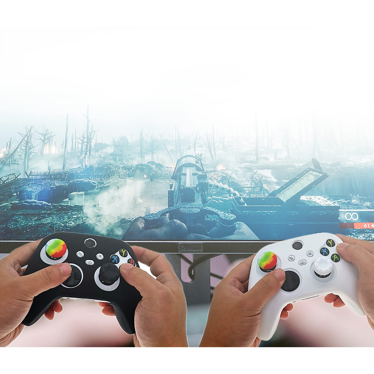 36pcs Joystick Grip for Ps5 Ps4 Controller, Silicone Thumb Grips Caps Cover Analog Stick for Playstation 5, Playstation 4 Controller, Xbox 360, Xbox One Controller (A)