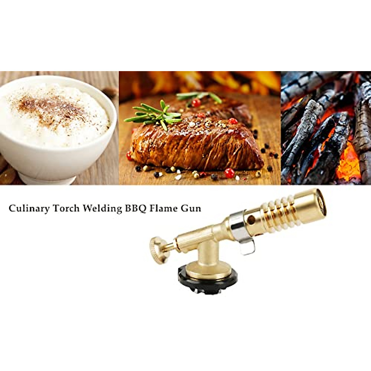Flame Gun 1300°C Professional Kitchen Cooking Torch Manual Ignition with Adjustable Flame for Crafts Cooking BBQ Baking for Camping/Home Culinary School/BBQ