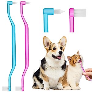 2 Pcs Dual Sided Cats & Dogs Toothbrushes Dual Sided Cat Toothbrush Kitten Puppy Toothbrush Micro Head Kitten Teeth Cleaning Brush Pet Teeth Cleaning Brush Cat Dental Care Supplies