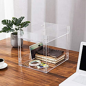 MyGift 2-Tier Clear Acrylic Desk Organizer Document Tray, Home Office Desktop Paper Tray